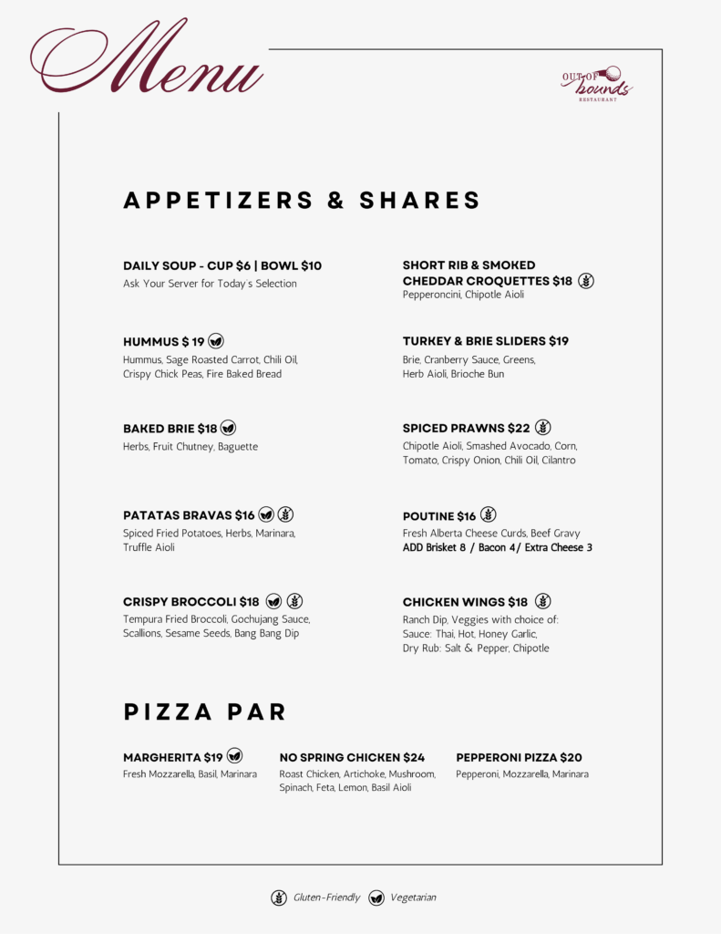 All-Day Food Menu